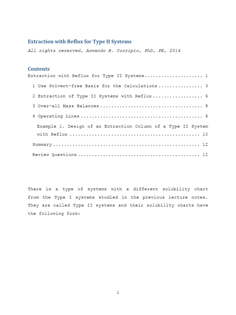 Type II Extraction with Reflux Guide | PDF | Distillation | Process ...