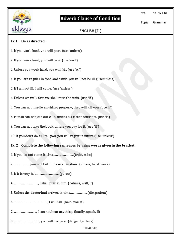 Adverb Clause of Condition | PDF