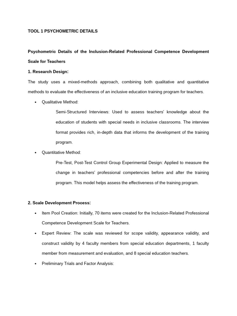 Tool 1, Psychometric Details 1 | PDF | Validity (Statistics ...