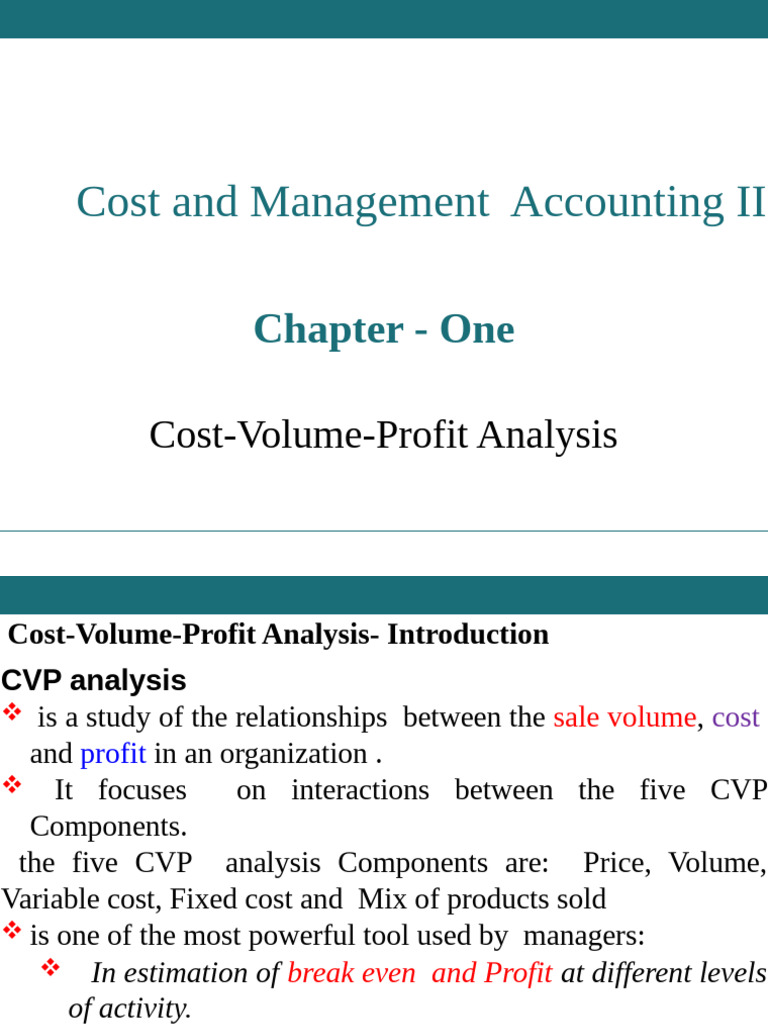 Cost II - Chapter 1 CVP | PDF | Taxes | Financial Accounting
