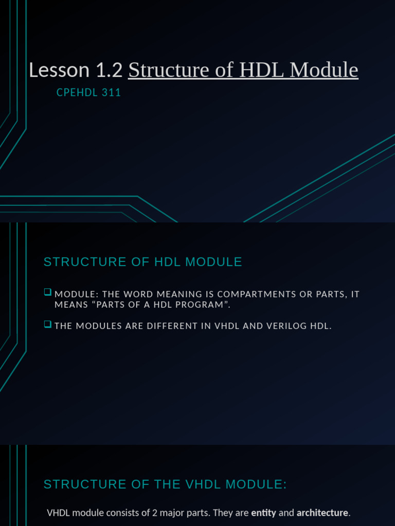 HDL Module Structure Guide | PDF | Hardware Description Language | Vhdl