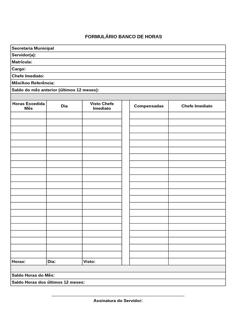 Modelo de Requerimento Banco de Horas | PDF