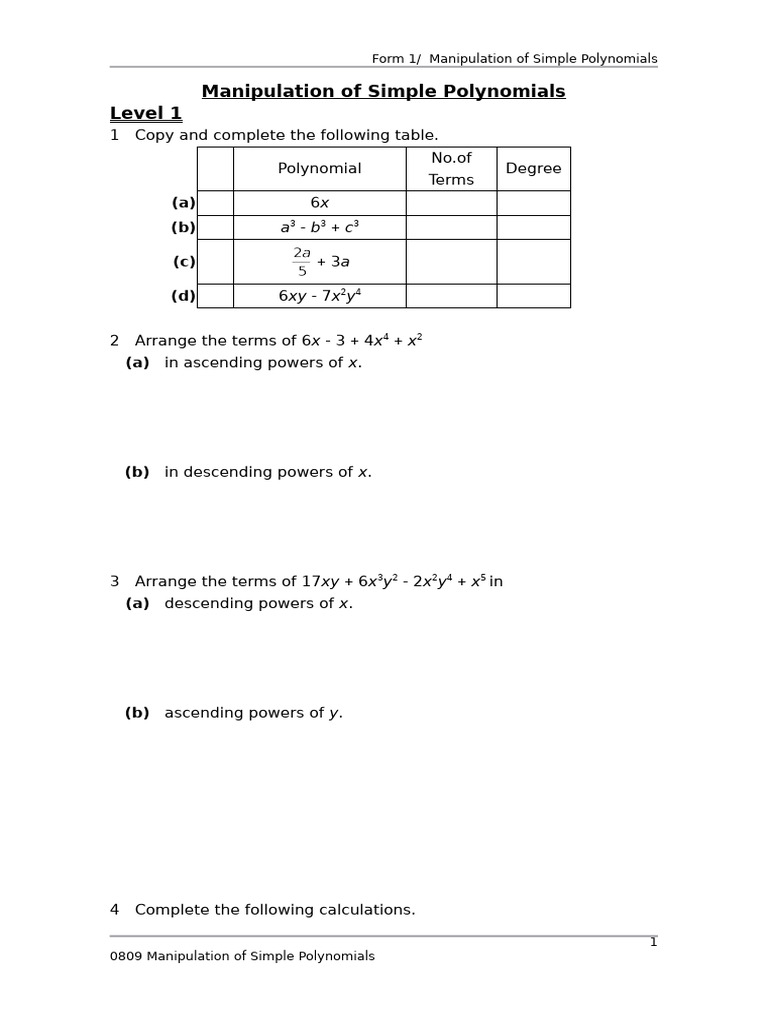 Simple Polynomial Manipulation Guide | PDF | Area | Computational Science