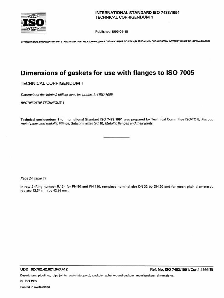 ISO 7483 1991 Cor 1 1995 (E) | PDF