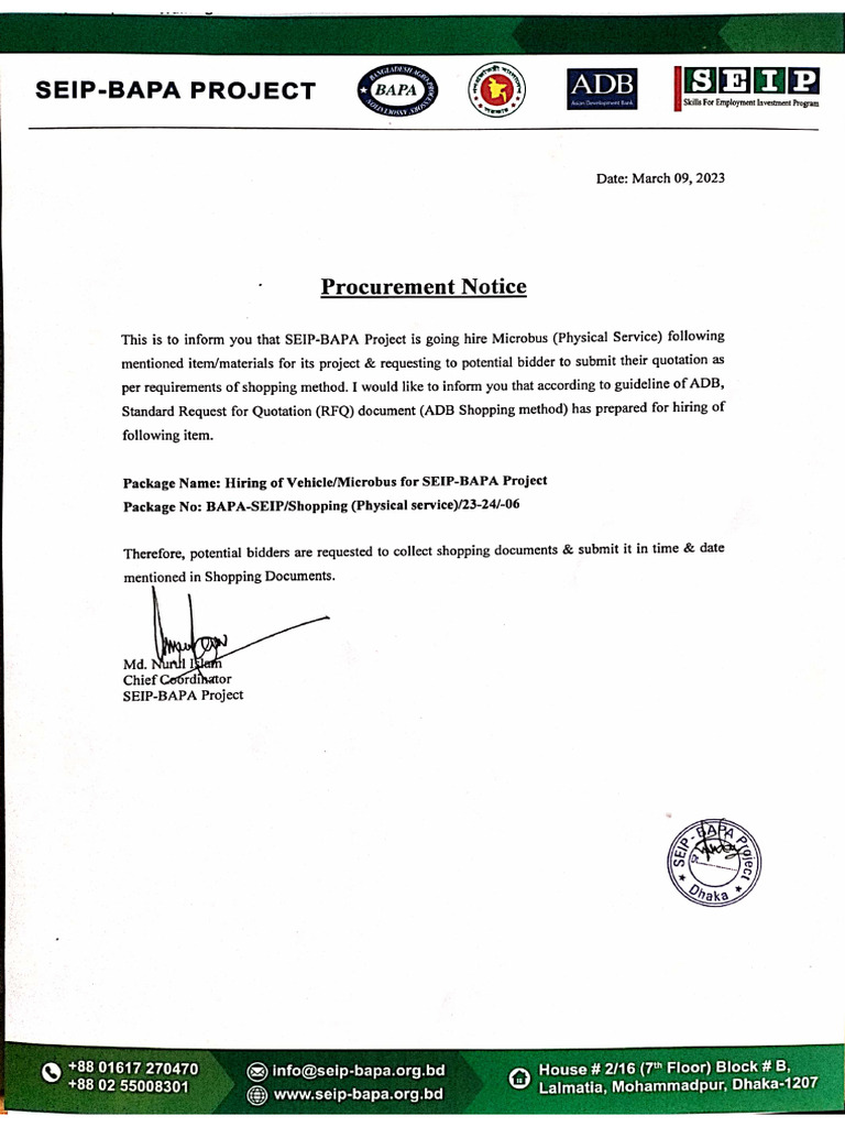 Procurement Notice 09-03-2023 | PDF
