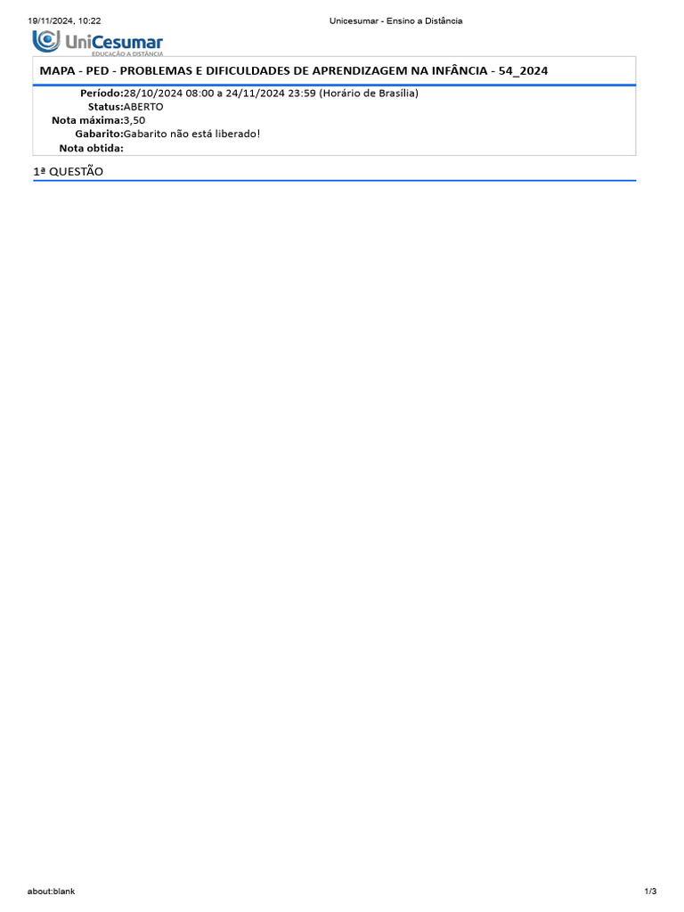 Unicesumar - Ensino A Distância MAPA | PDF | Aprendizado | Ciência cognitiva