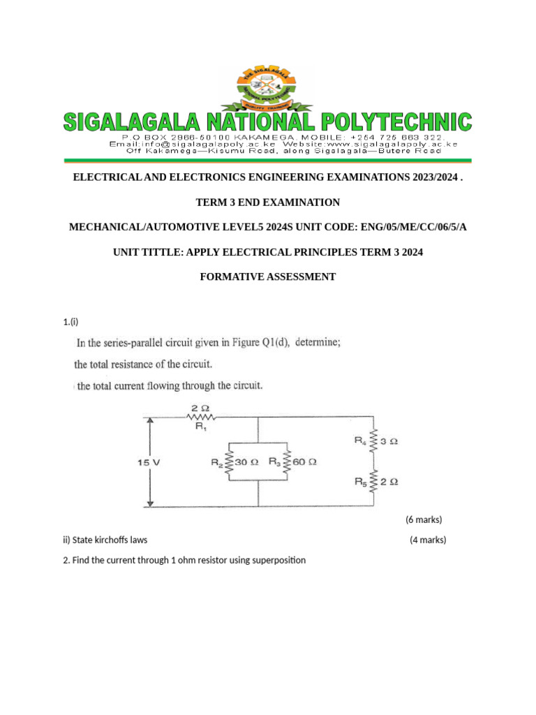 Electrical Principles 2 | PDF