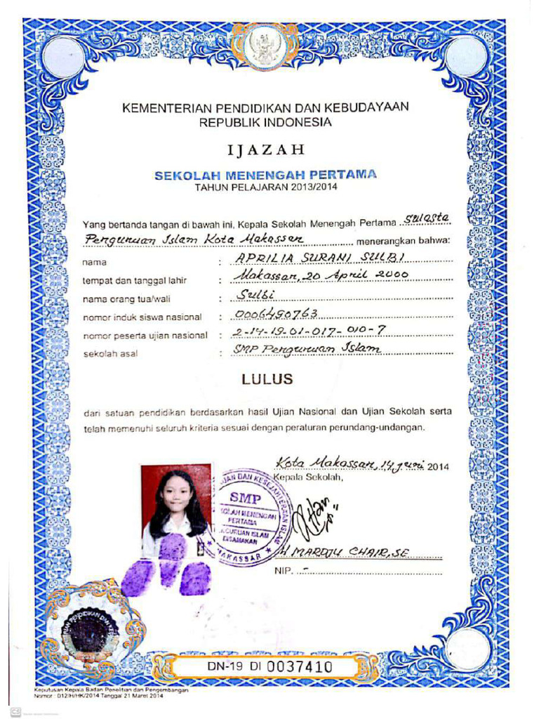 5 Ijazah SMP | PDF