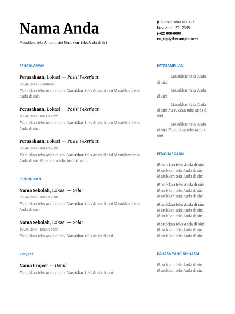 CONTOH RIWAYAT HIDUP Resume1 | PDF