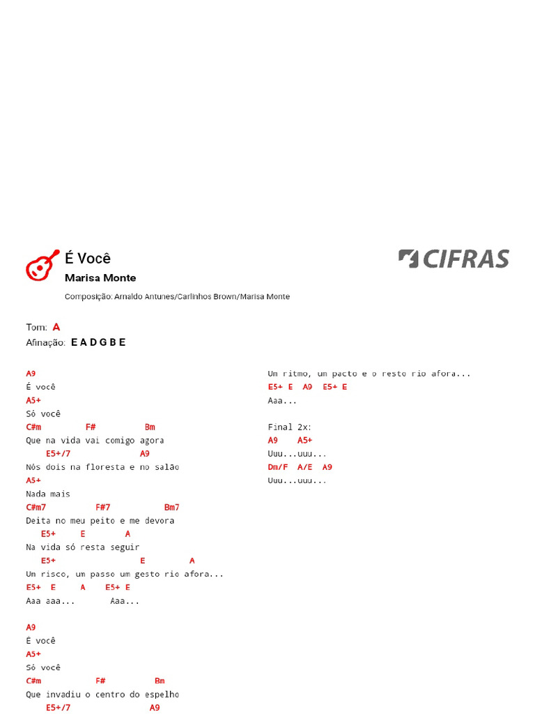 CIFRAS Cifra Marisa-Monte E-Voce | PDF