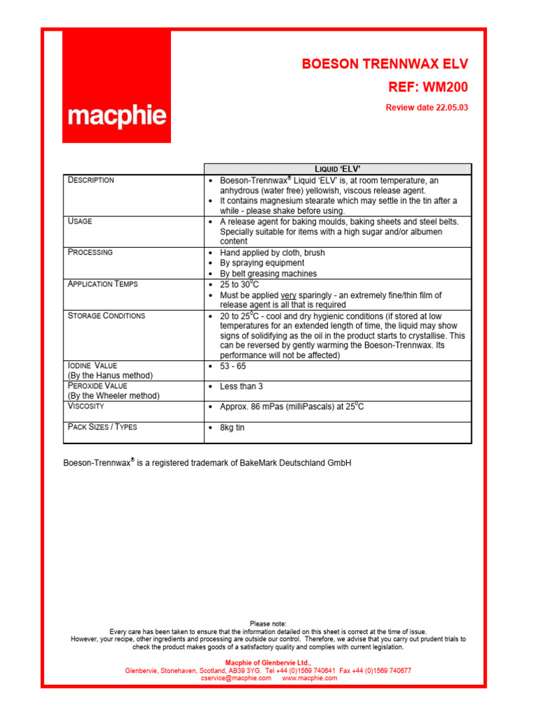 Boeson Trennwax ELV | PDF | Materials | Industrial Processes