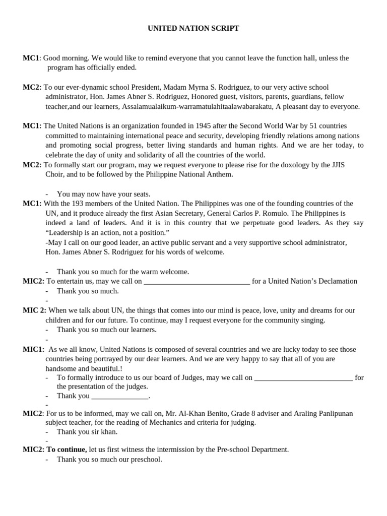 UNITED NATION SCRIPT | PDF