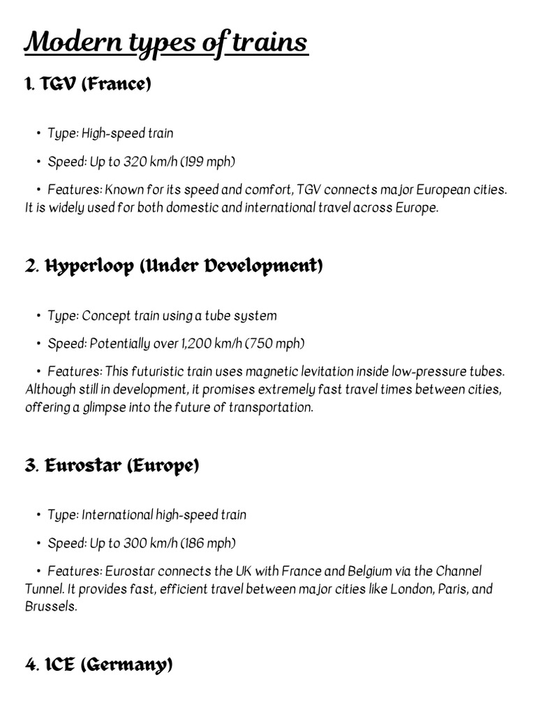 Modern Types of Trains PDF | PDF