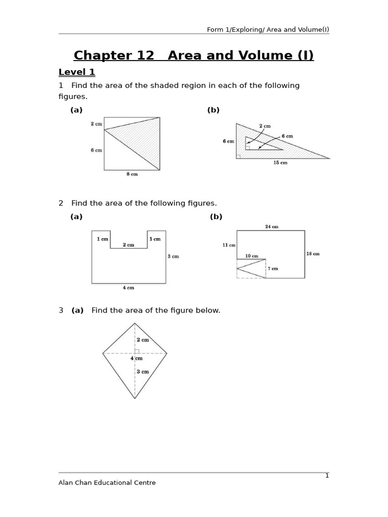 Chapter 12 Area and Volume | PDF | Area | Volume