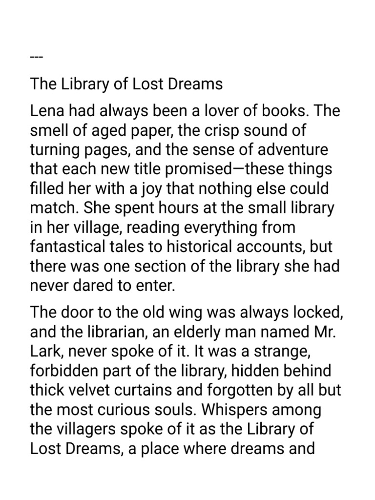 The Library of Lost Dreams Unveiled | PDF