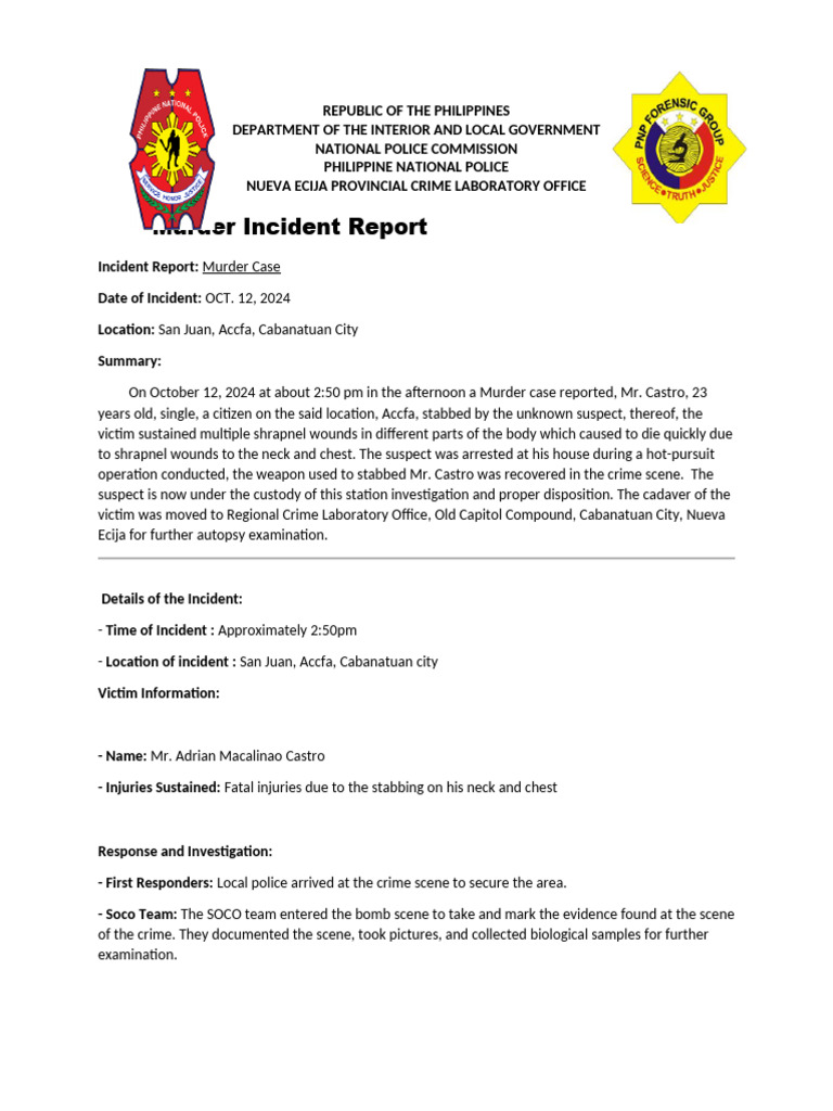 Murder Case Pakagat Ilong | PDF | Crime Scene | Misconduct