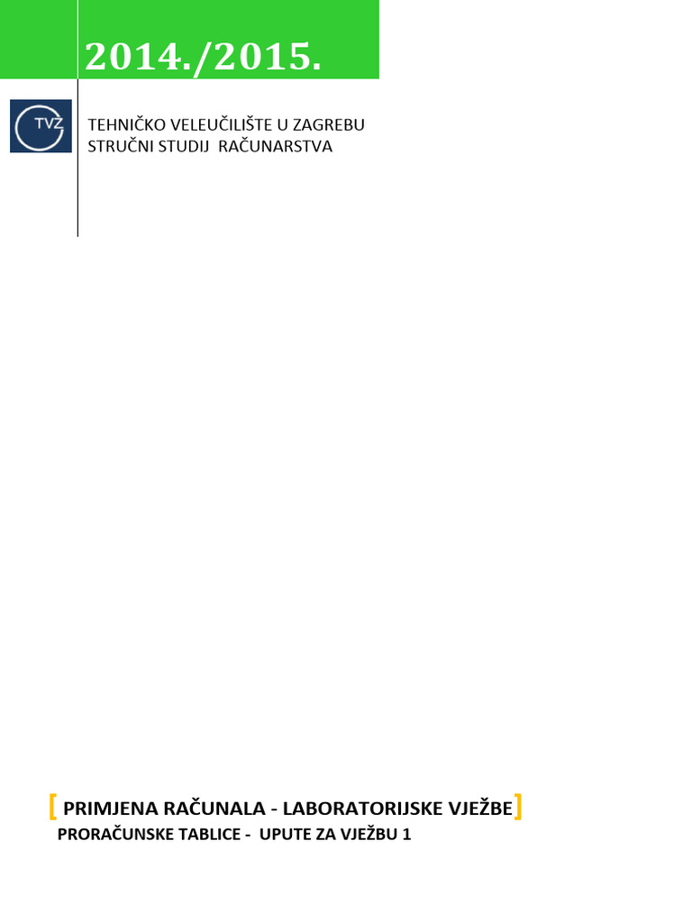 TVZ-Excel 1 - Upute | PDF