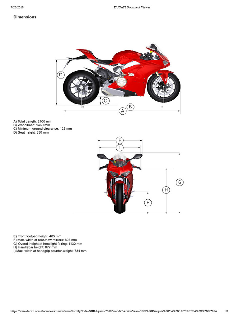 2018 Ducati Panigale V4 S Dimensions | PDF