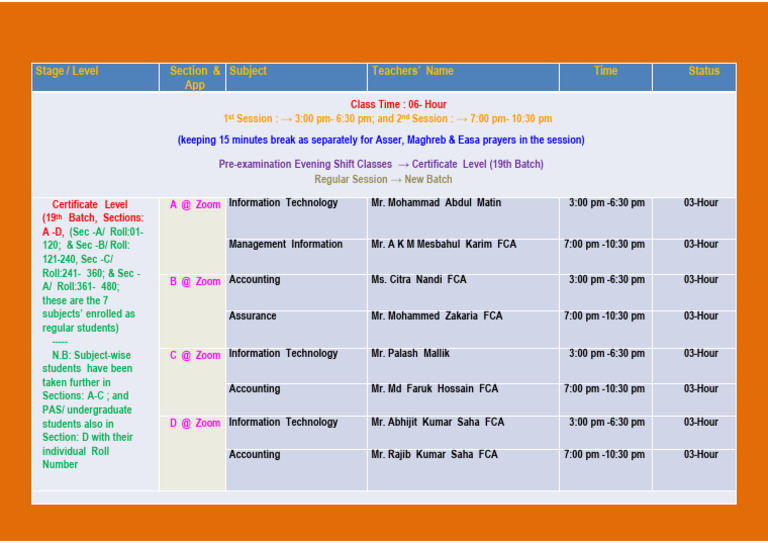 6085online Class Schedule On Friday - 20-Sept-2024 - For CL - 19B (ES ...