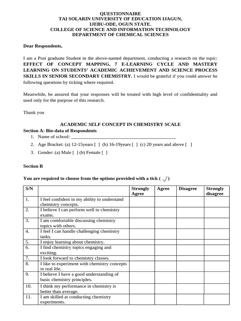 Questionnaire 1-1 | PDF | Self Efficacy | Motivational