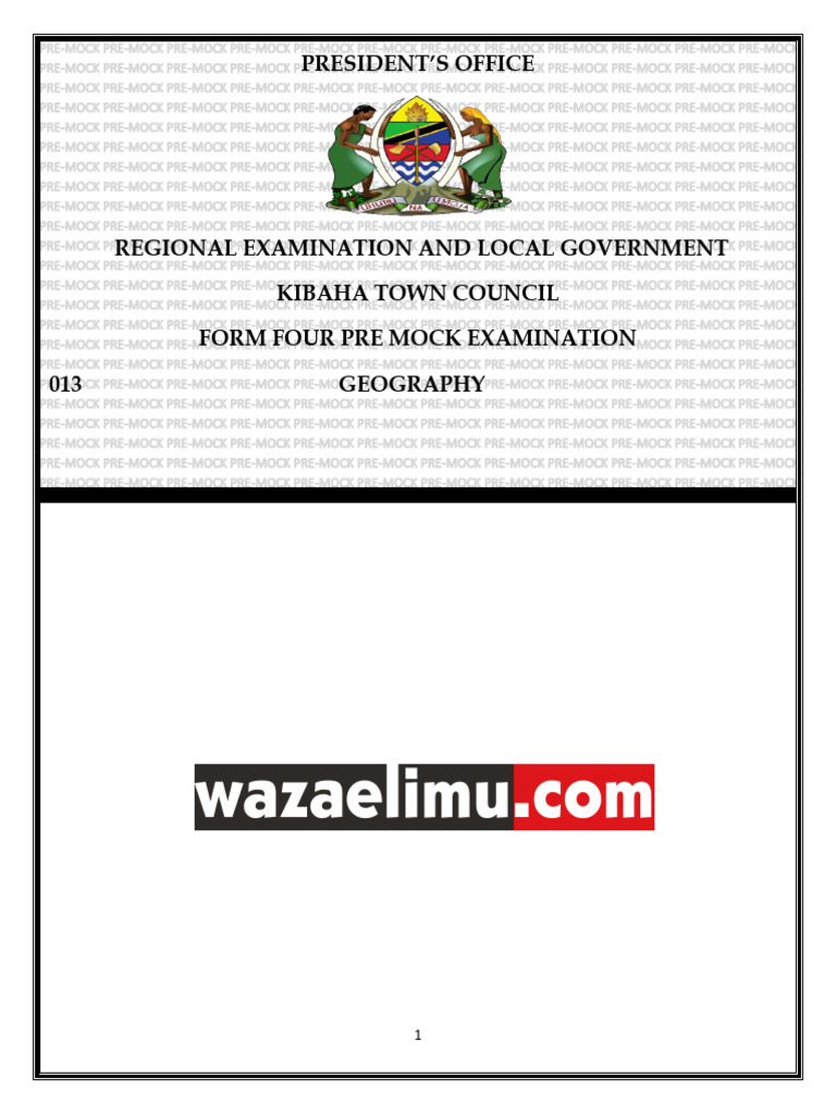 Geography - Form 4 Pre Mock-1 | PDF | Surveying | Mountains