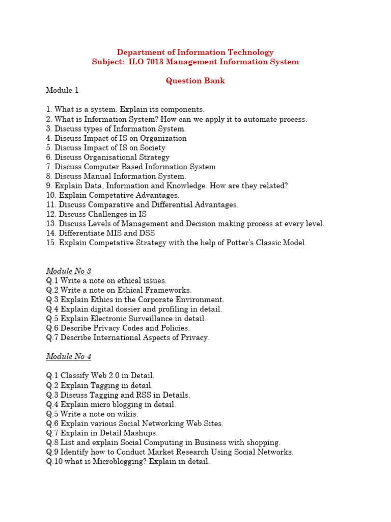 Mis QB Merged 2021-22 | PDF | Enterprise Resource Planning | Data Warehouse