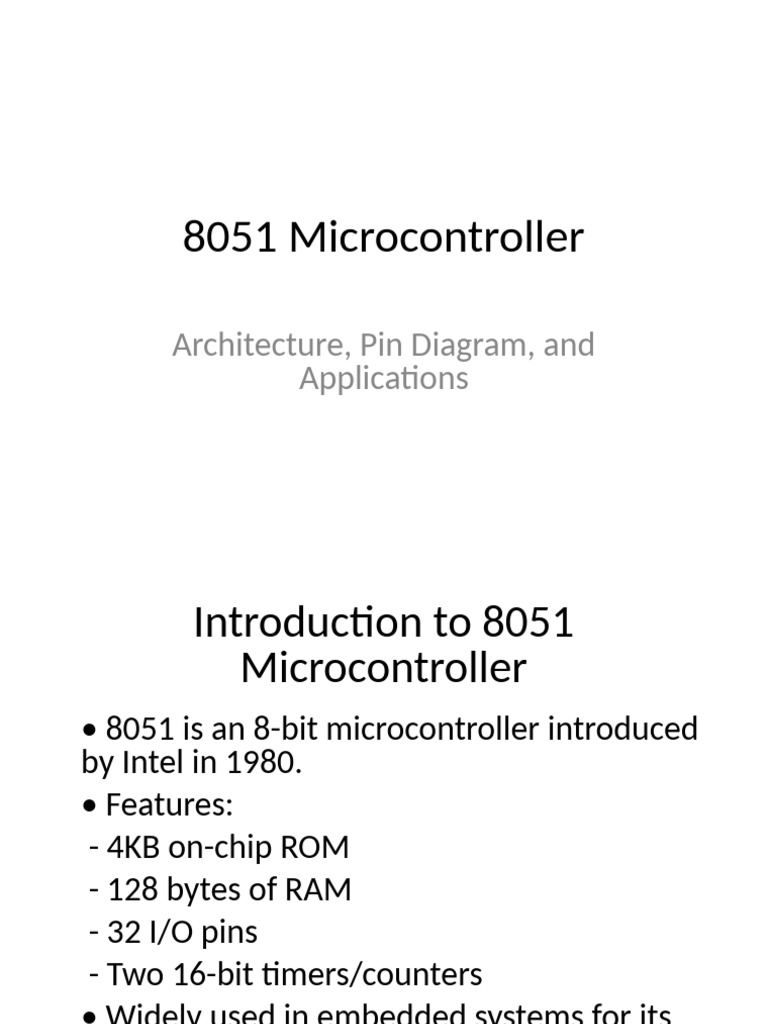 8051 Microcontroller Presentation | PDF