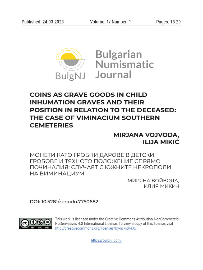 Coins in Child Graves at Viminacium | PDF | Burial | Cremation