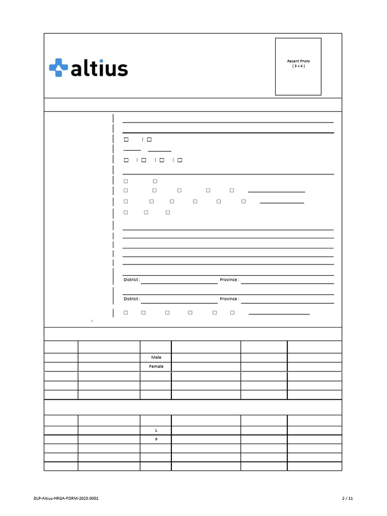 Form Data Isian Pegawai Altius - V1 Rev | PDF