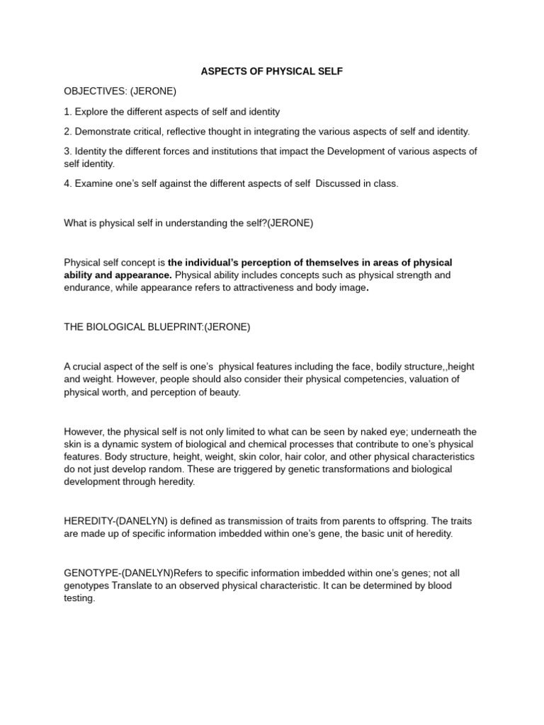 Group 7 Reporting Pointers | PDF | Body Image | Genetics