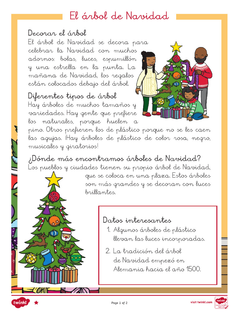 Los Arboles de Navidad Comprension Lector | PDF | Árbol de Navidad ...