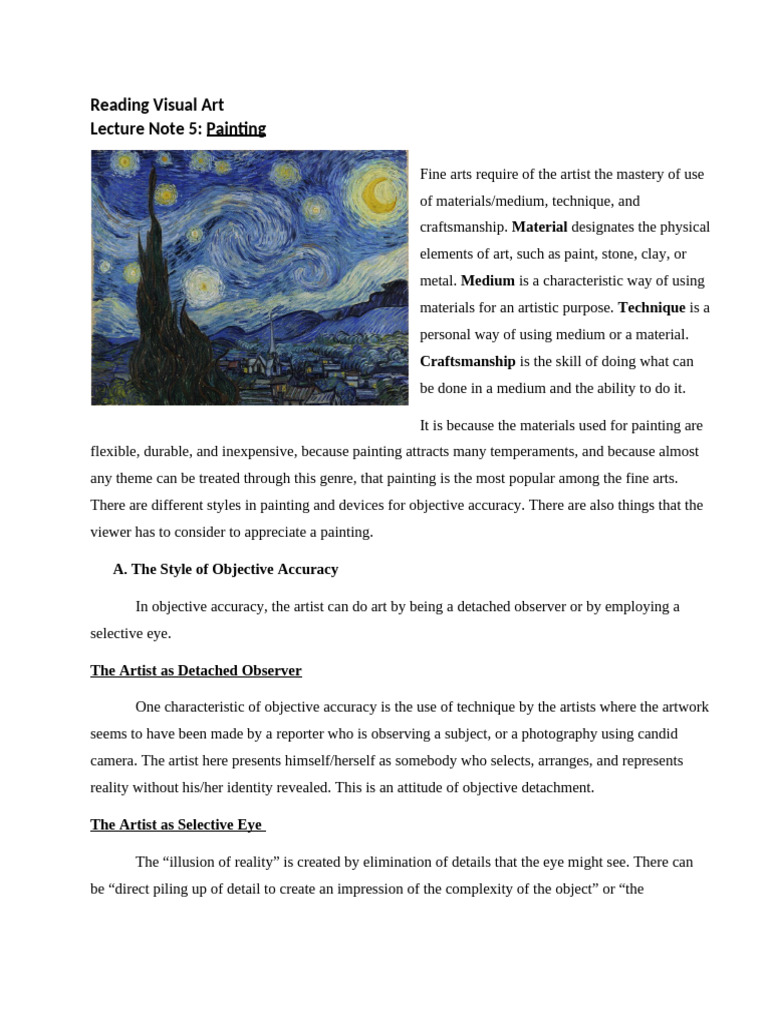 Lecture Note 5 Painting | PDF | Paintings | The Arts Lecture Note 5 Painting | PDF | Paintings | The Arts