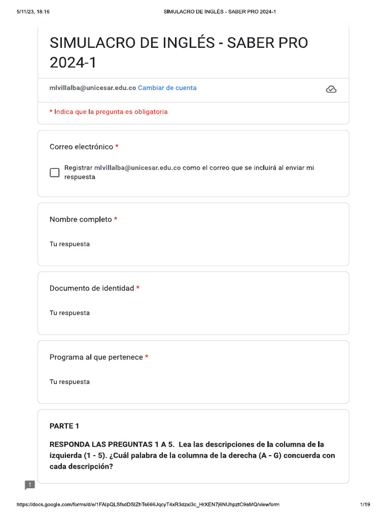 Simulacro Ingles | PDF