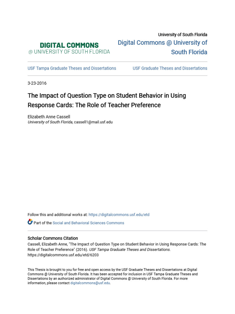 The Impact of Question Type On Student Behavior in Using Response | PDF ...