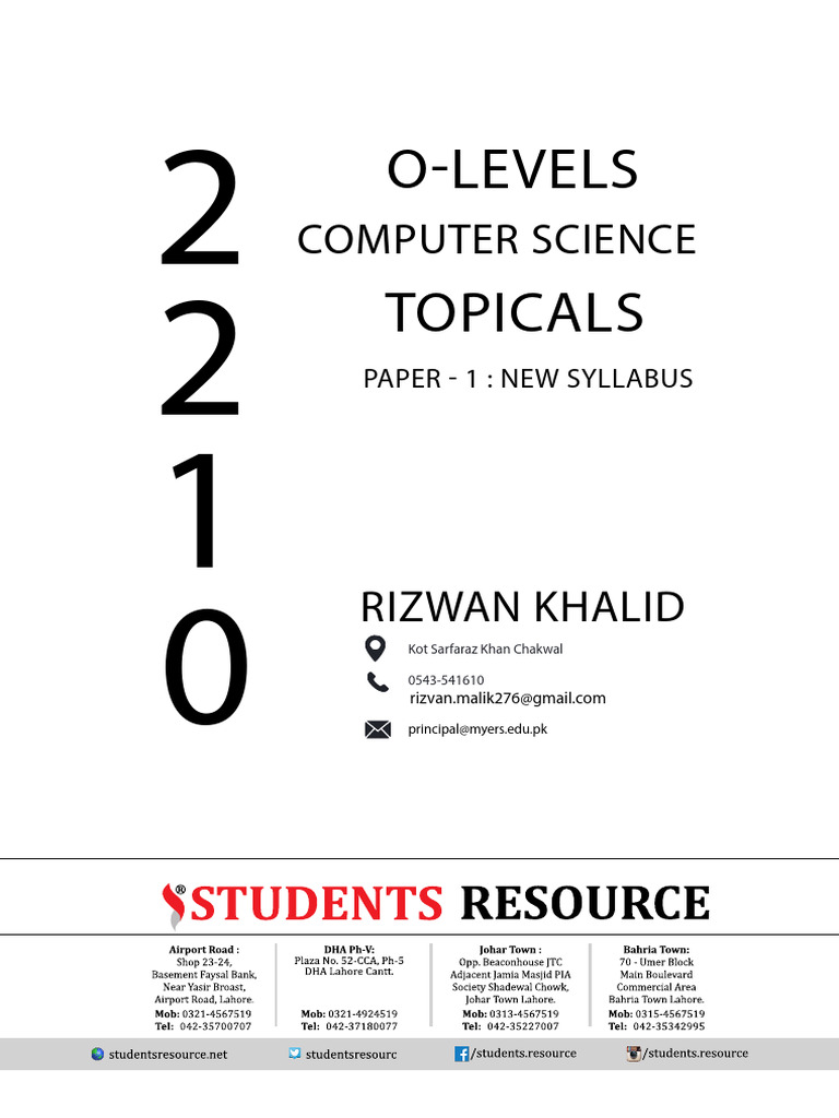 Computer Science O Level Course Topical by Rizwan Khalid | PDF | Decimal | Computing