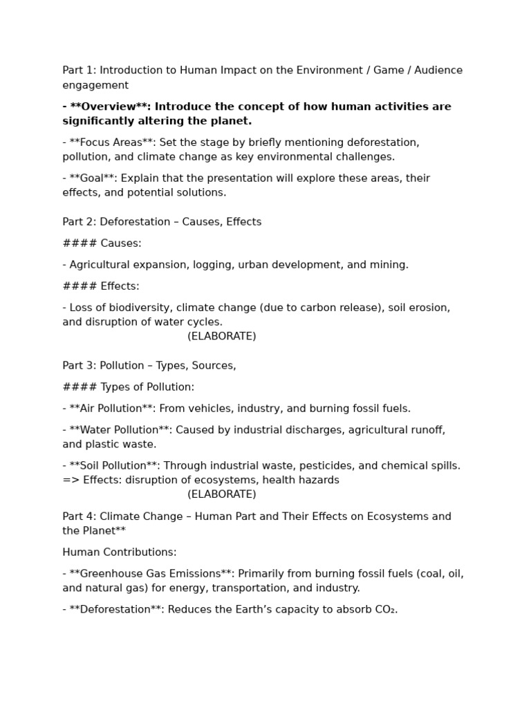 Impact of Human Activities On The Environmen - Presentation - 9.24.24 ...