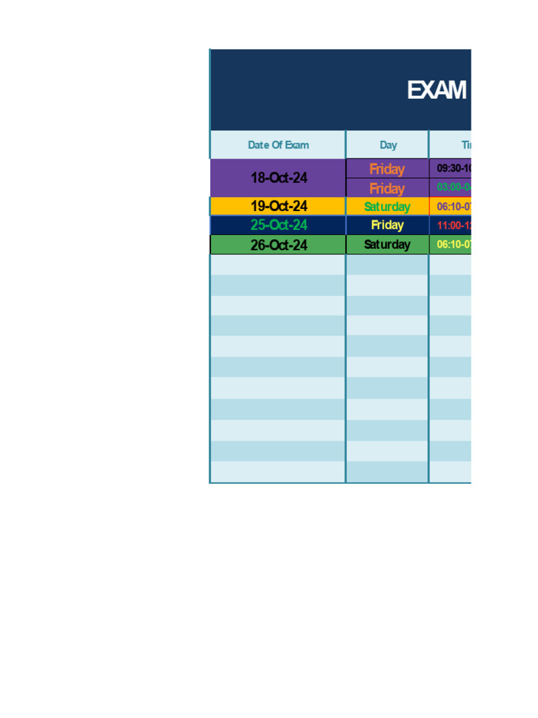 Fresh Blue Exam Time Table | PDF