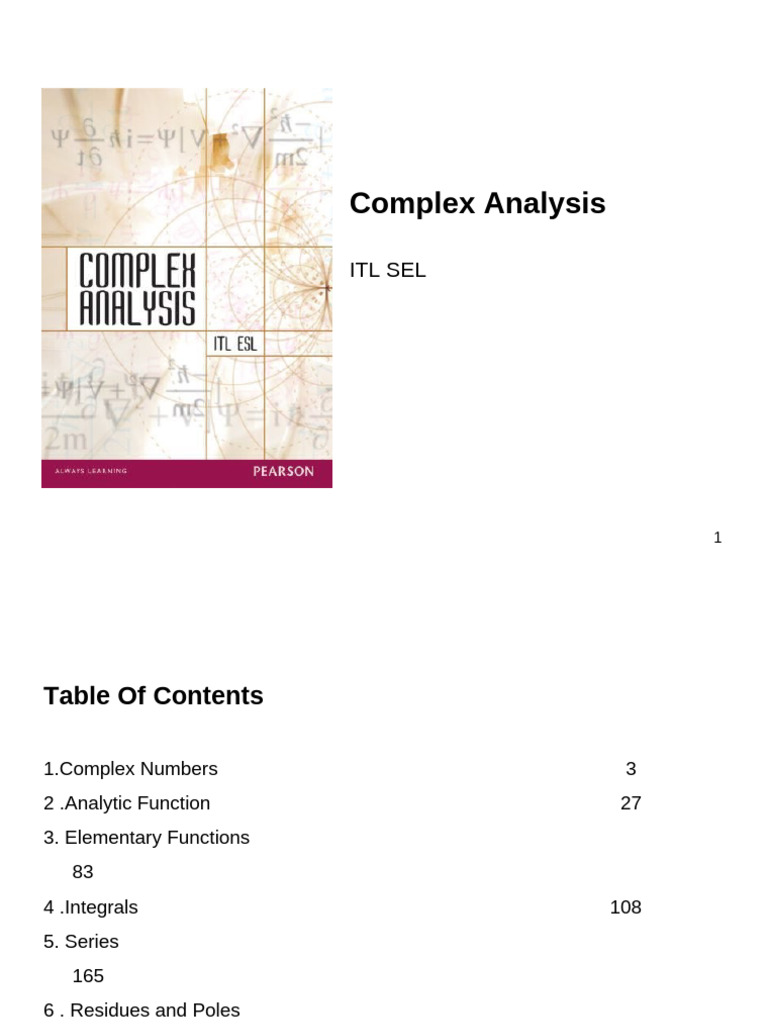 Complex Analysis: Itl Sel | PDF | Function (Mathematics) | Complex Analysis