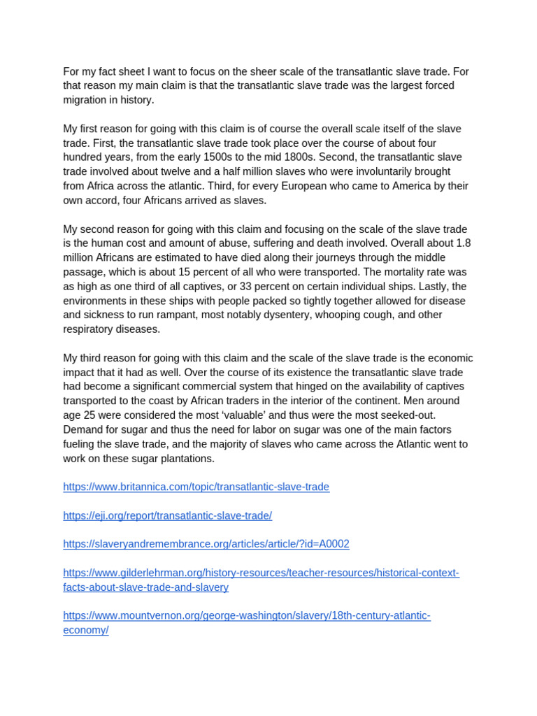 Middle Passage Infographic Write Up | PDF