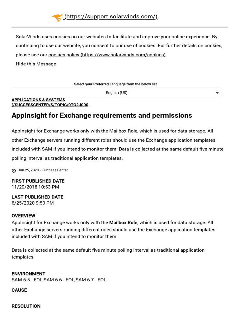 AppInsight For Exchange Requirements and Permissions | PDF | Http ...