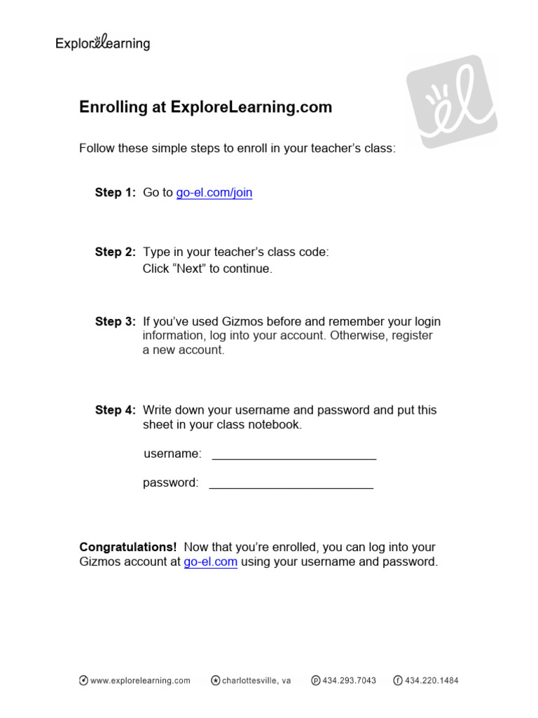 Gizmo Class Enrollment Instructions | PDF