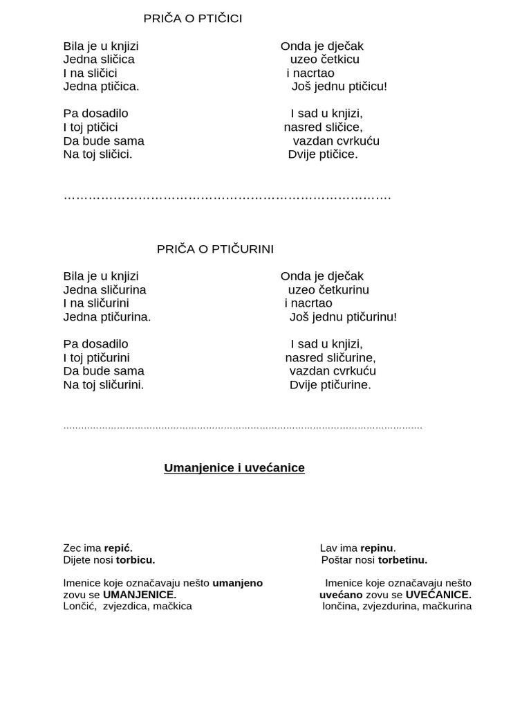 Umanjenice I Uvećanice Bosanski | PDF