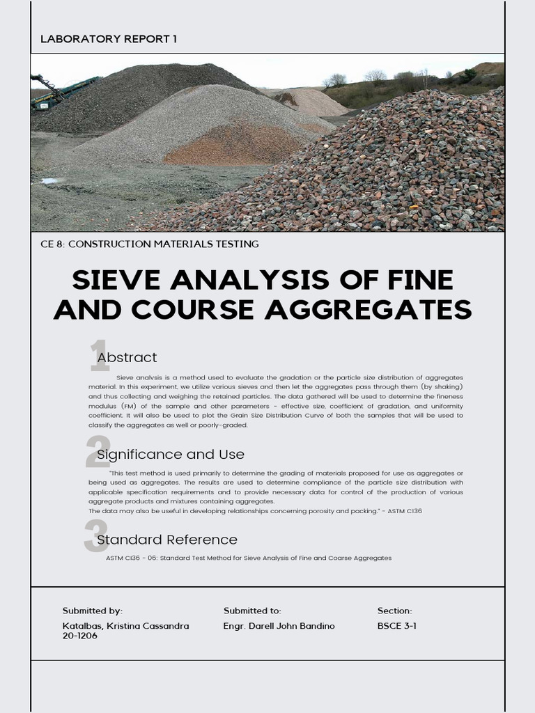 CMT Lab 1 &2 | PDF | Concrete | Particle Size Distribution