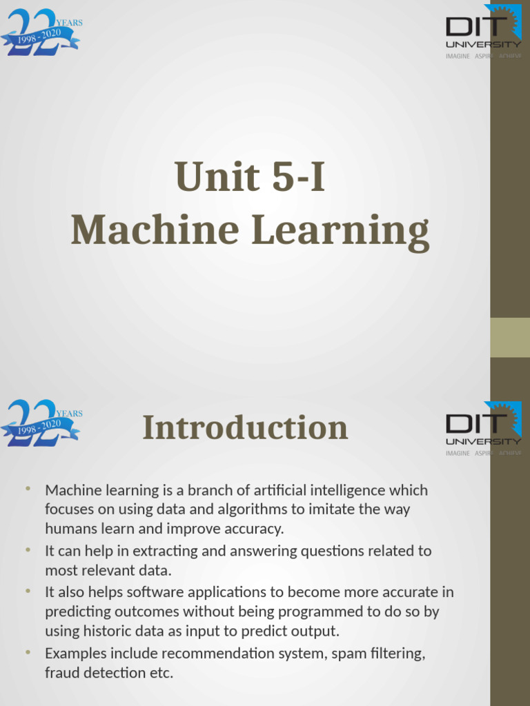 Unit 5 I Machine Learning | PDF | Machine Learning | Applied Mathematics
