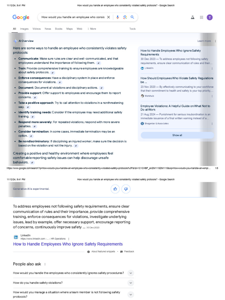 How Would You Handle An Employee Who Consistently Violated Safety ...