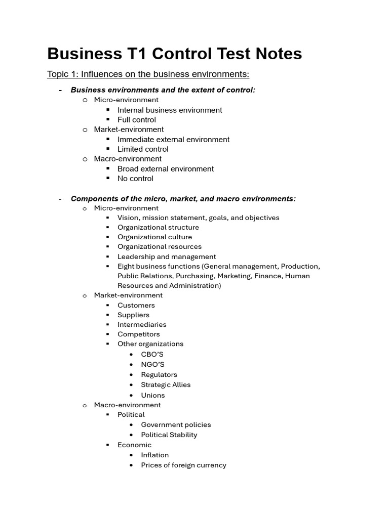 Business Environment Control Test Insights | PDF | Employment | Strike ...