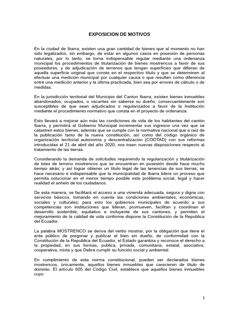 Regularización de Bienes Mostrencos en Ibarra | PDF | Propiedad | Gobierno