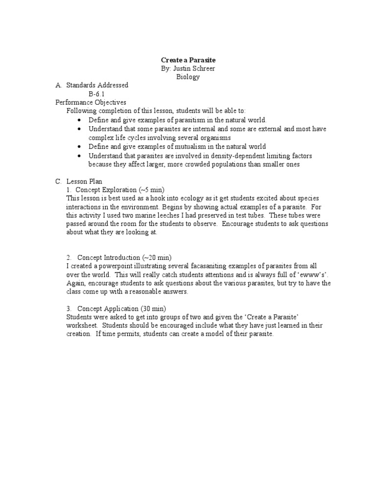 Parasite Activity | PDF | Parasitism | Biology