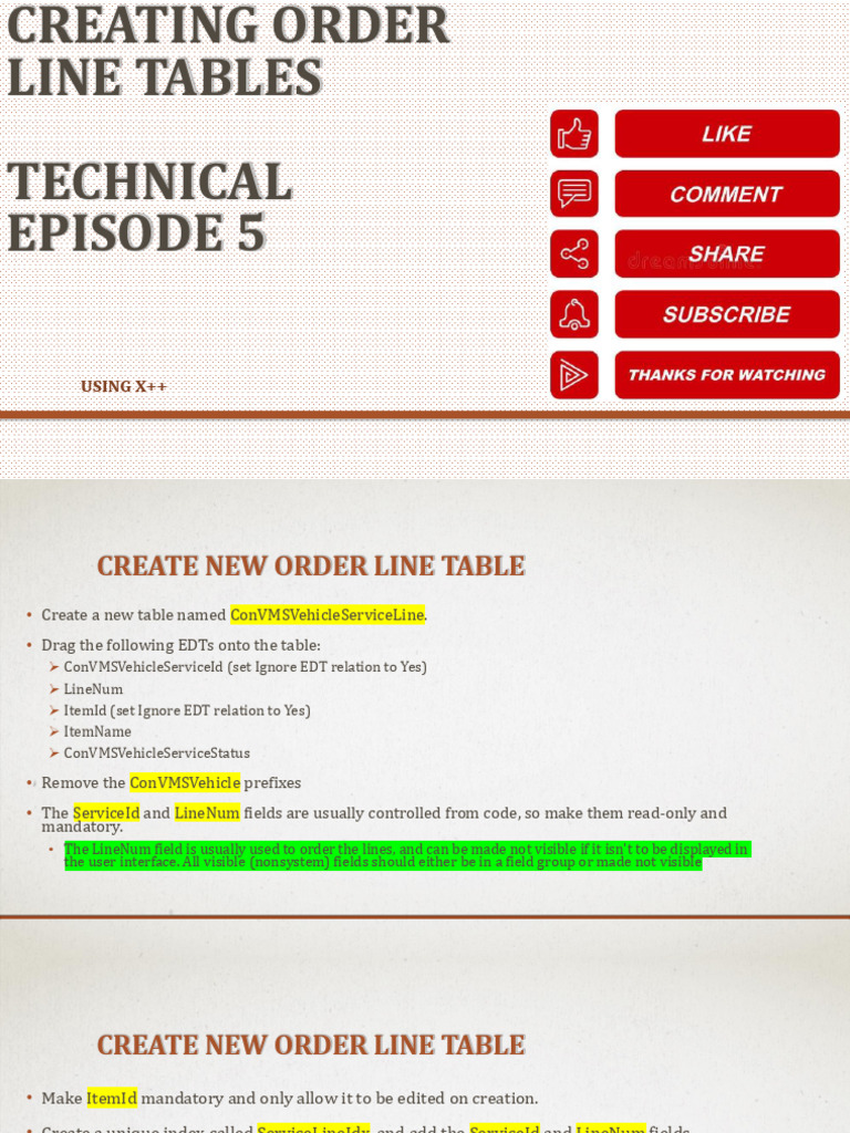 Create Order Line Tables in X++ | PDF | Software | Software Development