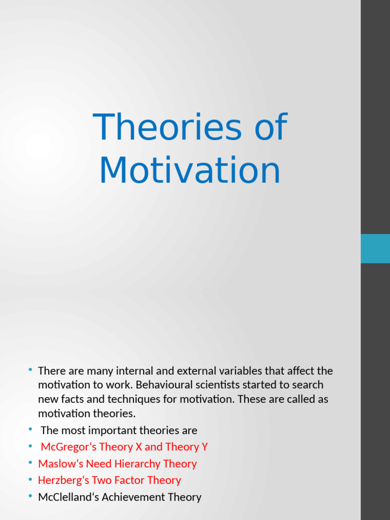 Theories of Motivation | PDF | Motivational | Motivation